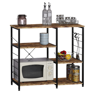 21056 Metal kitchen rack, wood panel – MTL MART