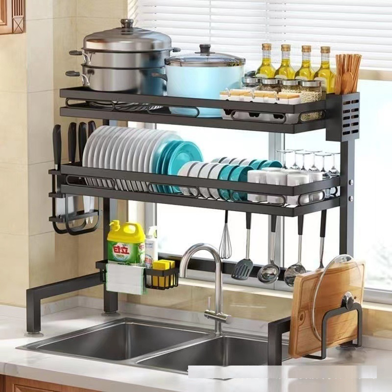 48016 Two tiers over the sink metal dish rack, with cutlery holder ...